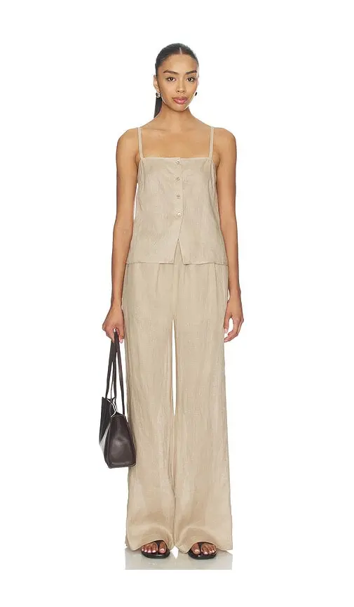 FRAME Linen Button Cami - Flax