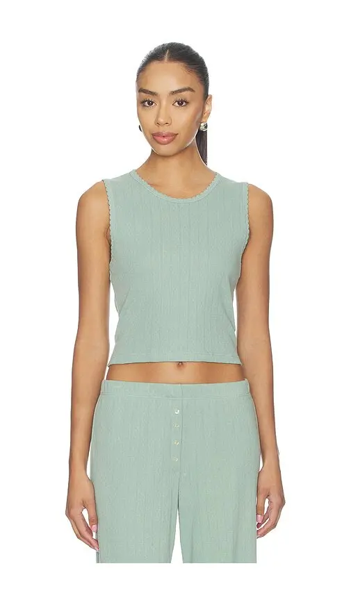 LESET Pointelle Sleeveless Crew - Eucalyptus