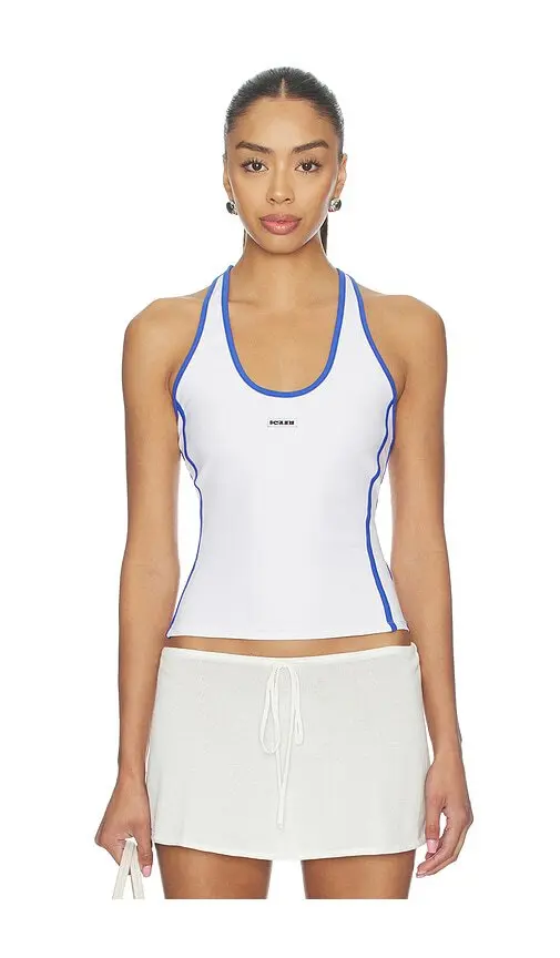 Ksubi Sott Idol Racer Tank Top - White & Blue