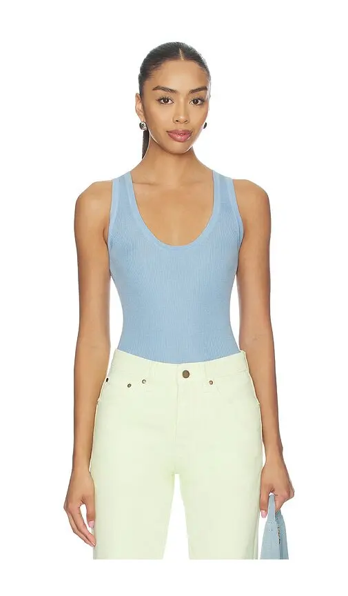 Renggli Scoop Neck Rib Tank In Blue - Azure