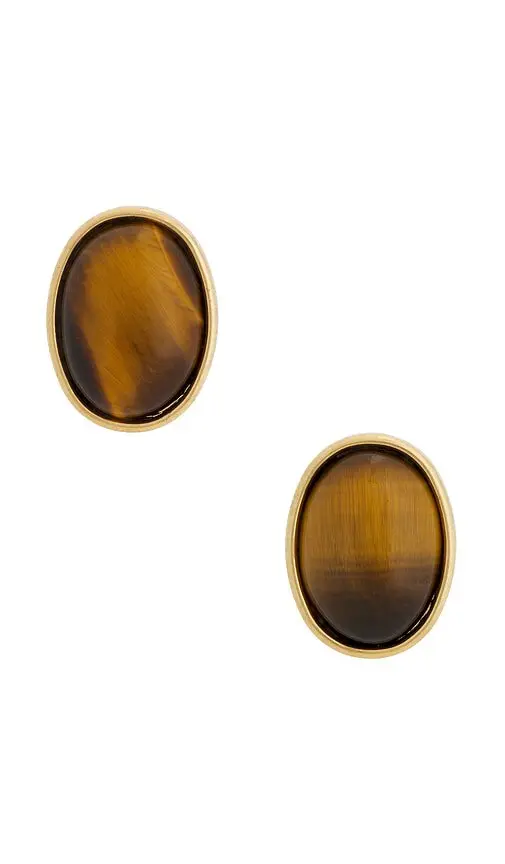 JENNIFER BEHR Elaine Earrings In Brown - Tiger's Eye