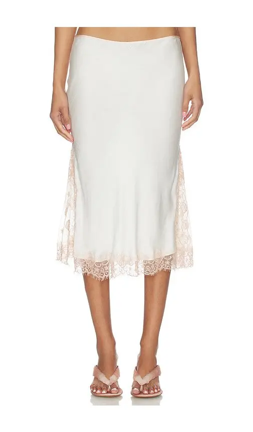 ASTA RESORT Nikolina Midi Skirt In White - Salt & Pink Salt