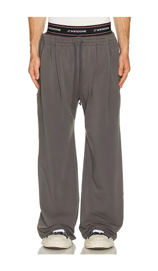 We11Done Layered Tucked Sweatpants In Grey - Dark Grey
