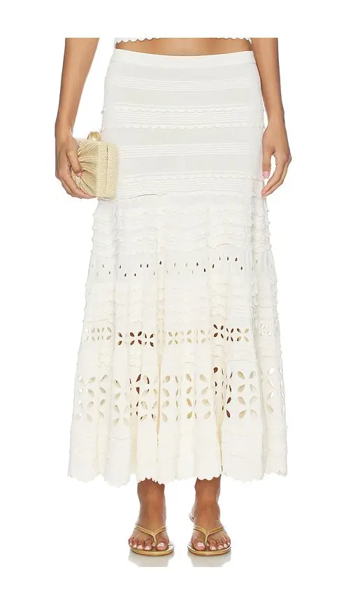 Ulla Johnson Annisa Eyelet Knit Skirt - Cowrie