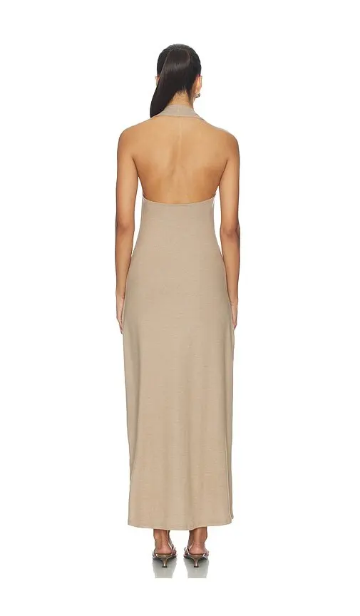 LESET Lauren Halter Maxi Dress in Nude - size L