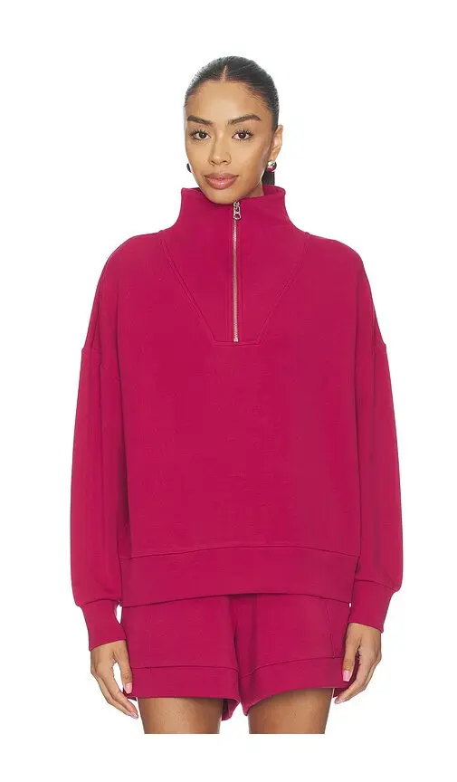 Varley Hawley Half Zip Sweater - Rich Raspberry