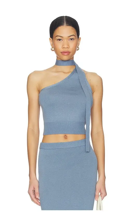LOVERS AND FRIENDS Genie One Shoulder Tank Top - Dusty Blue