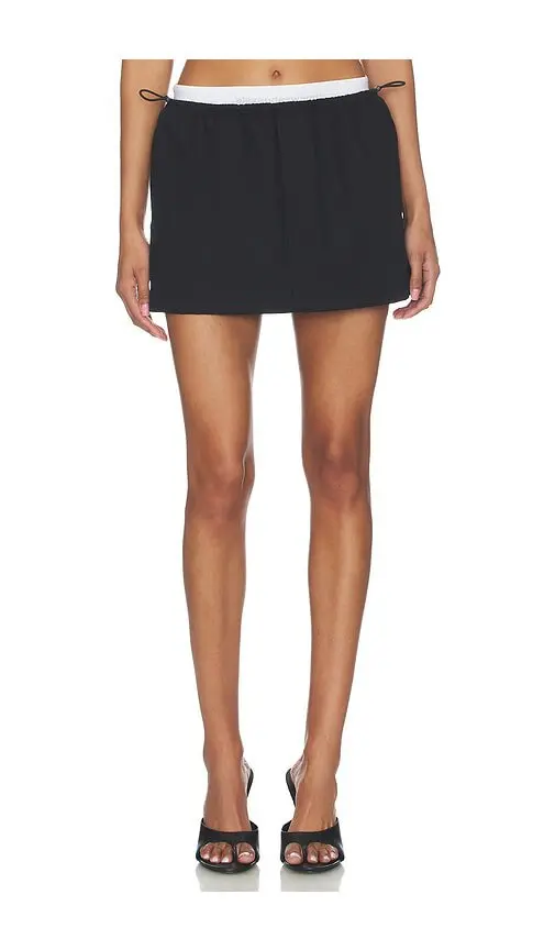 Alexander Wang Mid Rise Mini Logo Elastic Skirt - Black