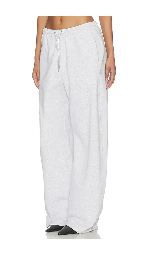 Alexander Wang Mid Rise Sweatpant With Rhinestone Drawcord - Light Heather Grey