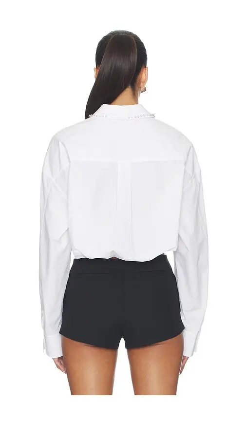 Alexander Wang Crystal Stud Collar Wrap Shirt - White