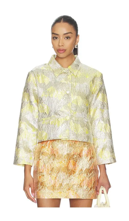 Renggli Brocade Jacket In Metallic Silver,yellow - Sunshine