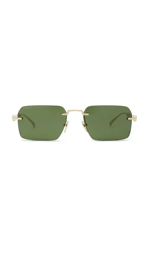 Gucci Rectangular Bamboo Sunglasses - Gold & Green