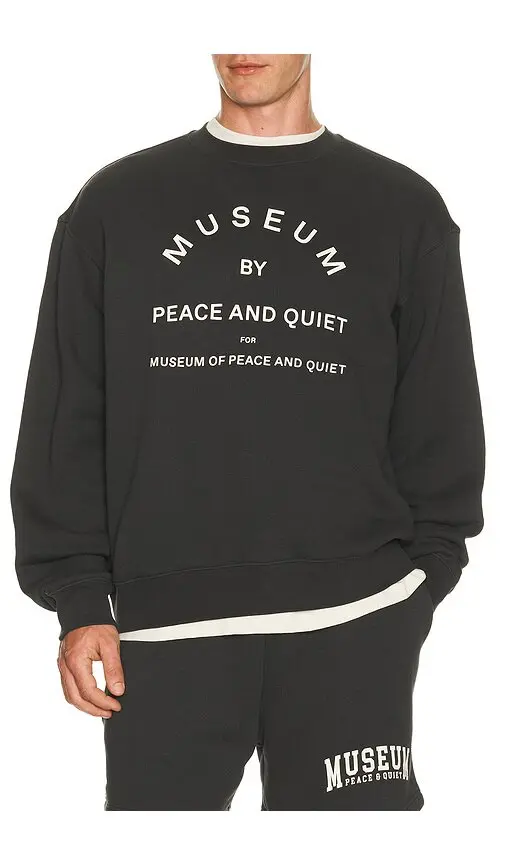 MUSEUM OF PEACE & QUIET Embroidered Logo Crewneck - Black