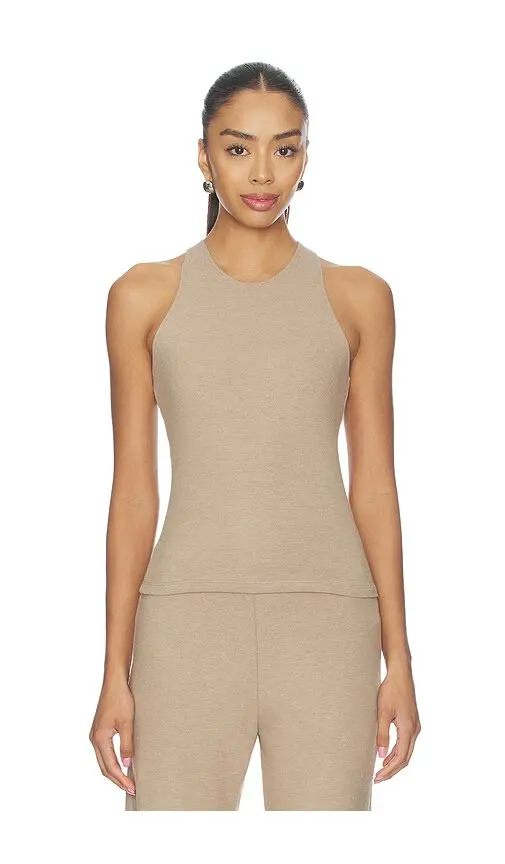 LESET Lauren High Neck Tank In Nude - Sable