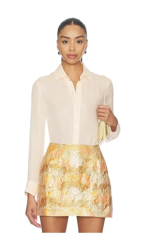Renggli Silk Georgette Button Up Shirt In Peach - St. Germain