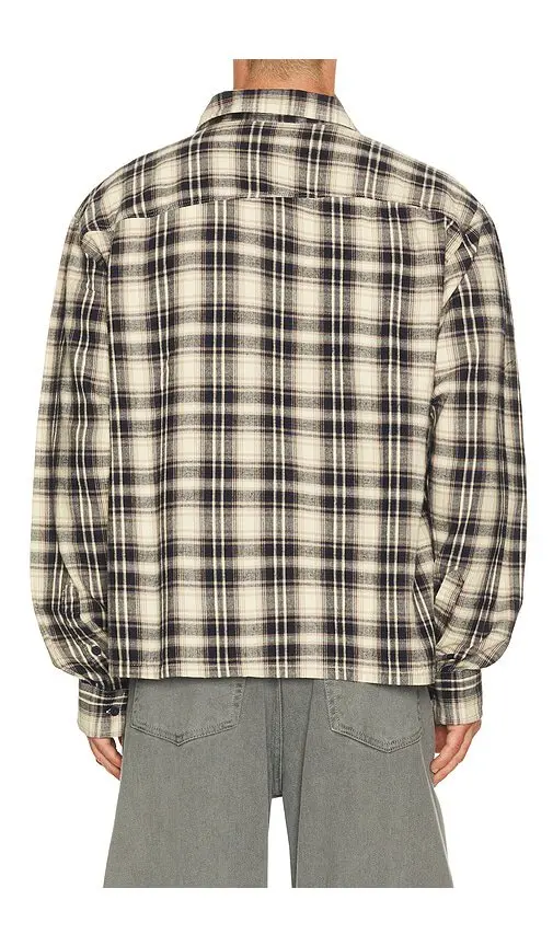 MUSEUM OF PEACE & QUIET Wordmark Button Up In Blue,beige