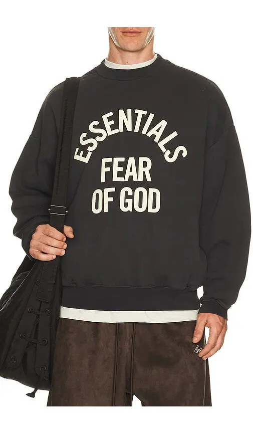 Fear Of God Campus 90's Crewneck Sweatshirt In Black - Faded Black
