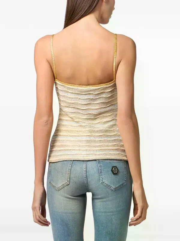 Philipp Plein Striped Logo Patch Tank Top