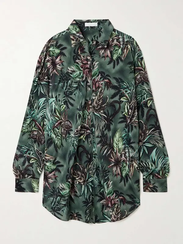 Rabanne Printed Silk Shirt - Army Green