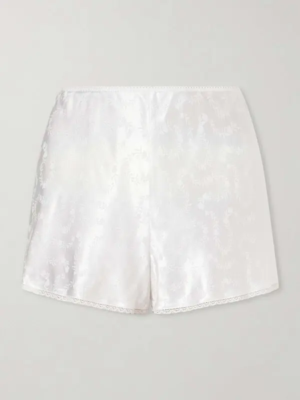 DÔEN Loren Floral Lenzing™ Ecovero™-blend Satin-jacquard Shorts - White
