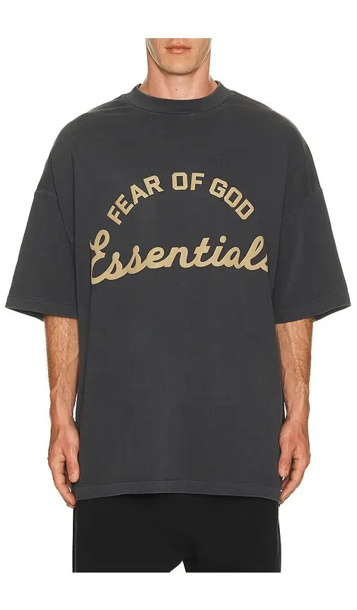 Fear Of God Training 90's Short Sleeve Tee In Black - Faded Iron Grey