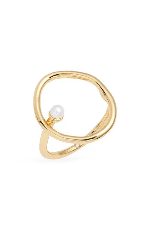 Nordstrom Open Freshwater Pearl Ring - 14k Gold Plated