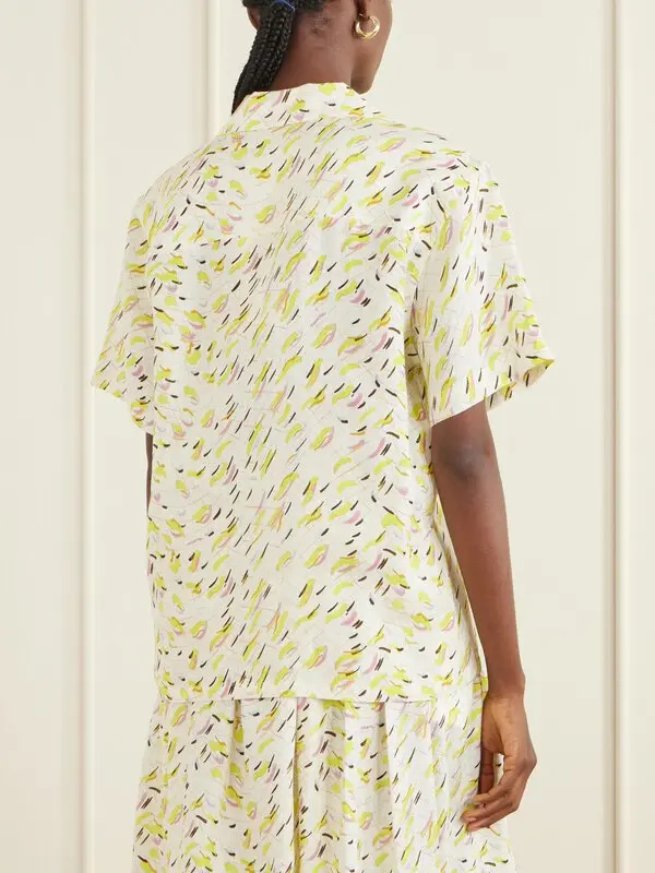 Marni Pintucked Printed Linen Shirt