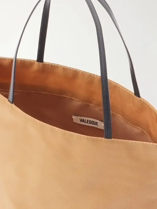 VALESQUE Thea Leather-trimmed Satin-shell Tote Bag