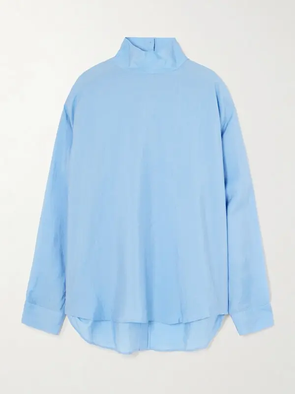 Tibi Lyocell And Silk-blend Turtleneck Blouse