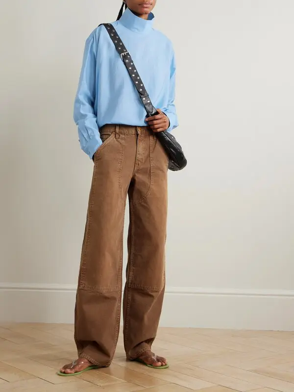 Tibi Lyocell And Silk-blend Turtleneck Blouse