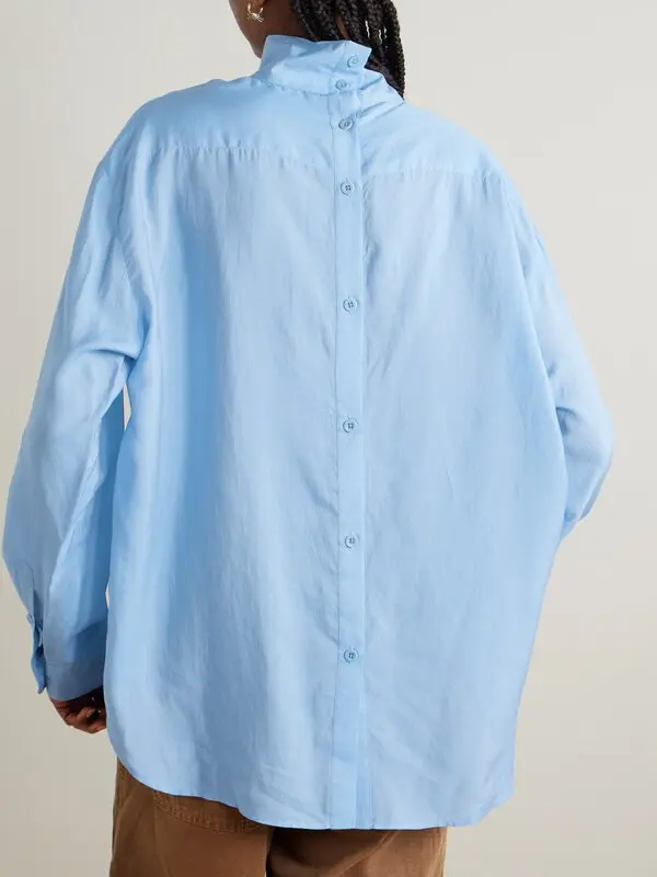 Tibi Lyocell And Silk-blend Turtleneck Blouse