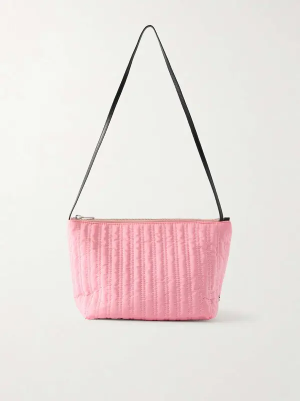 VALESQUE Leather-trimmed Quilted Shoulder Bag - Pastel Pink