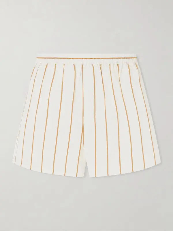 Staud Rove Striped Cotton-blend Shorts - Neutrals