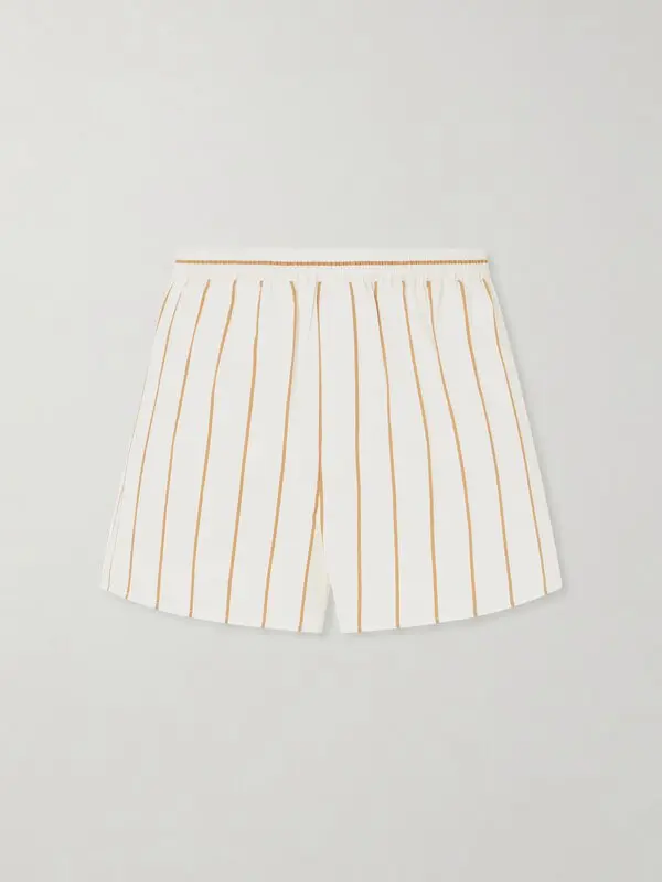 Staud Rove Striped Cotton-blend Shorts - Neutrals