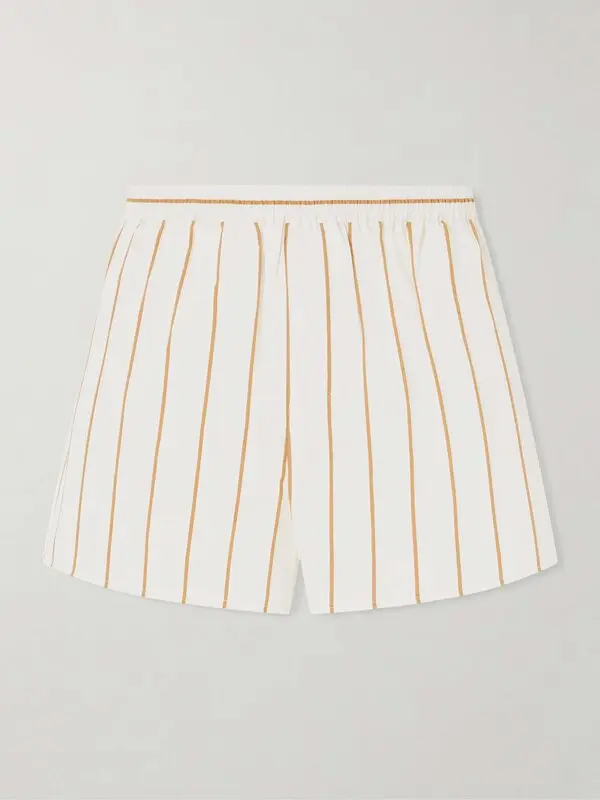 Staud Rove Striped Cotton-blend Shorts - Off-white