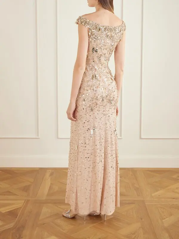 Jenny Packham Jessie Off-the-shoulder Embellished Tulle Gown