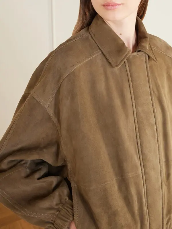 Brunello Cucinelli Paneled Suede Bomber Jacket - Brown