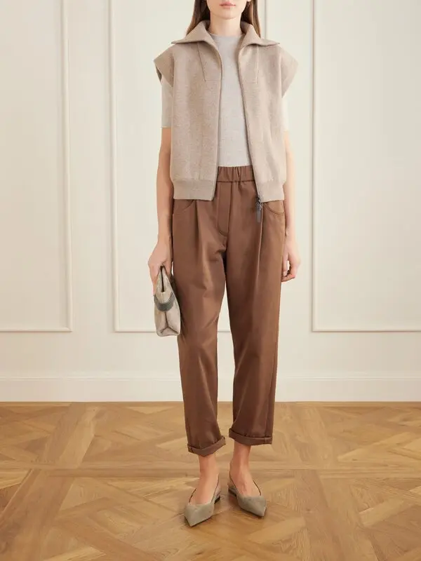 Brunello Cucinelli Ribbed-knit T-shirt - Neutrals