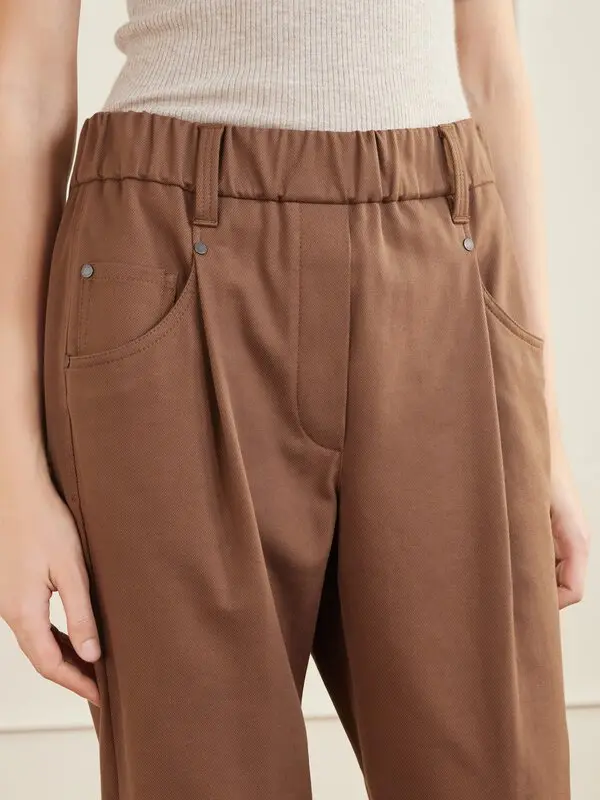 Brunello Cucinelli Cotton-blend Twill Straight-leg Trousers - Brown