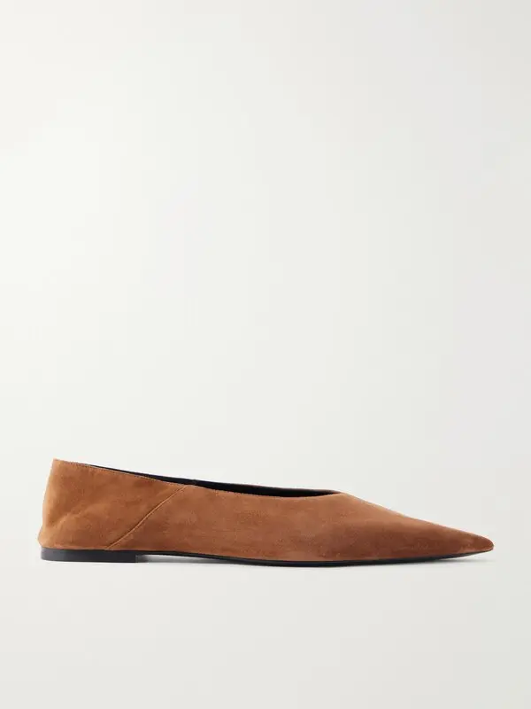 Saint Laurent Woven Leather Ballerina Flats - Brown