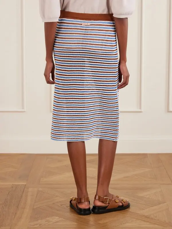 Marni Striped Open-knit Midi Skirt