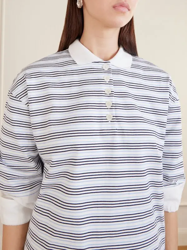 RÓHE Oversized Striped Polo Shirt - Blue