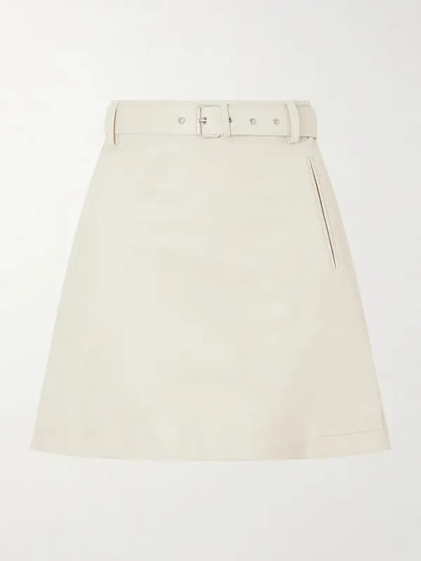 Marni Belted Striped Leather Mini Skirt