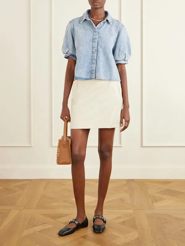 Marni Belted Striped Leather Mini Skirt