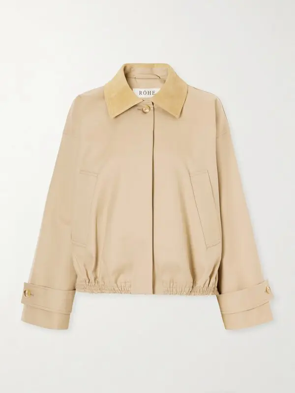 RÓHE Suede-trimmed Cotton Blouson Jacket - Neutrals