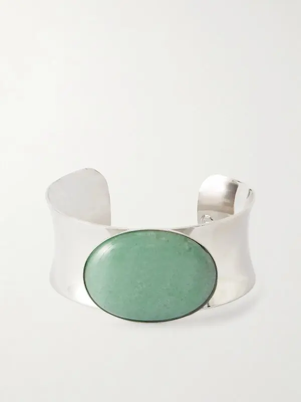 JENNIFER BEHR Silver-tone Aventurine Bangle - Green