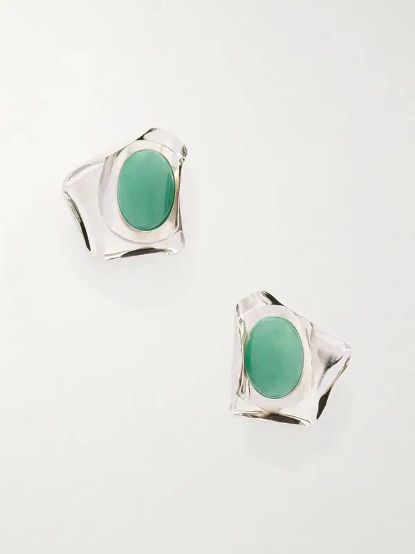 JENNIFER BEHR Kendall Silver-tone Aventurine Earrings - Green