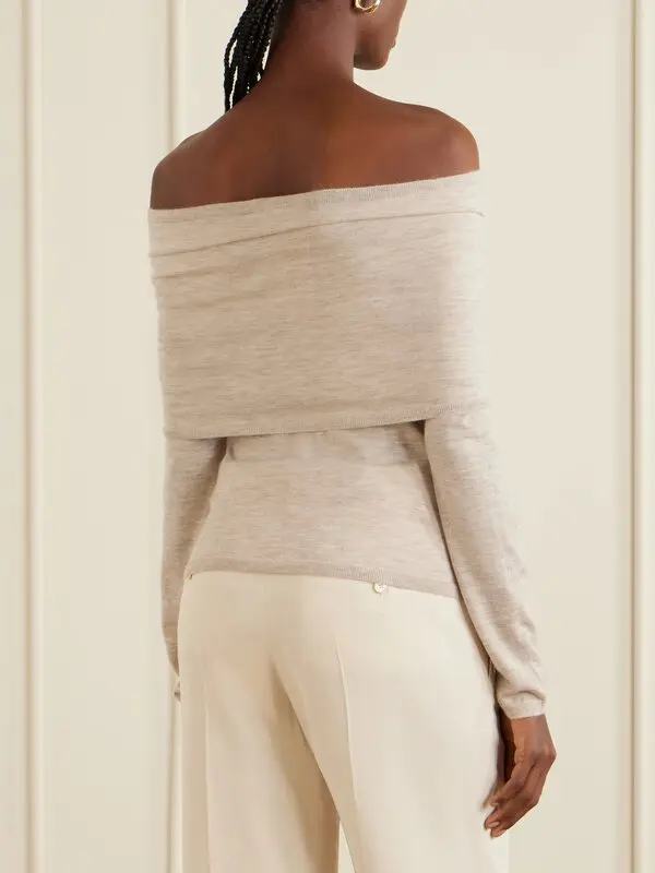 Max Mara Faretra Off-the-shoulder Cashmere Top - Neutrals