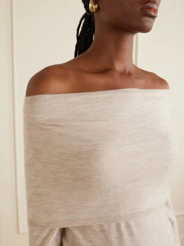 Max Mara Faretra Off-the-shoulder Cashmere Top - Neutrals