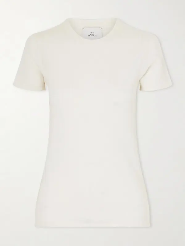 THE ELDER STATESMAN Cashmere And Silk-blend T-shirt - Neutrals